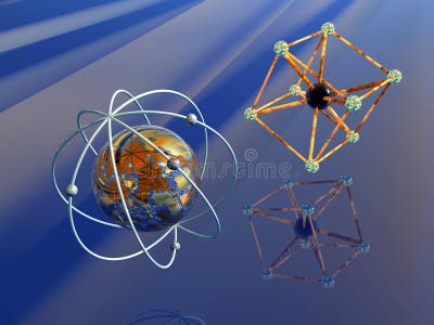 Anti Matter and Iron atom. stock illustration. Illustration of ...