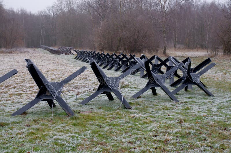 Anti nfantry roadblock. stock image. Image of hedgehog - 36475121