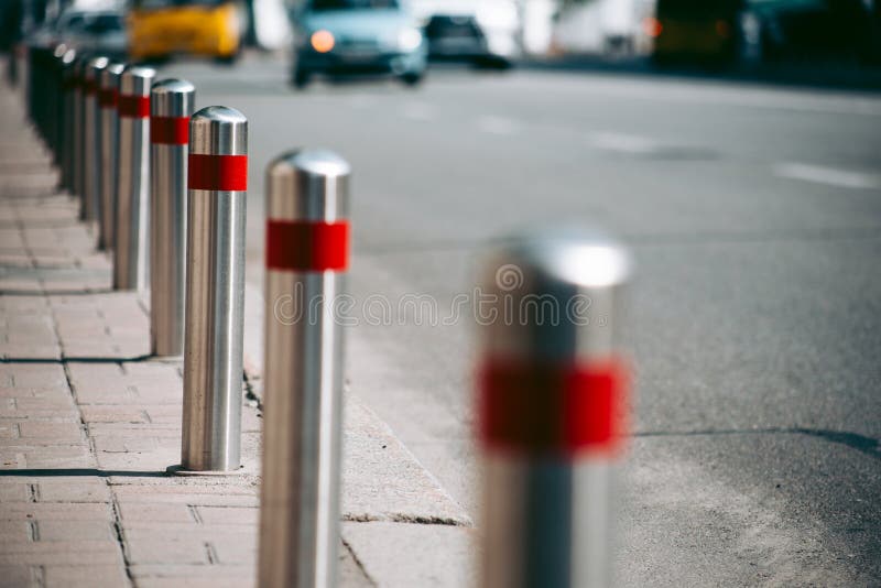 Anti Parking Bollard in the City Stock Image - Image of pillar, space ...