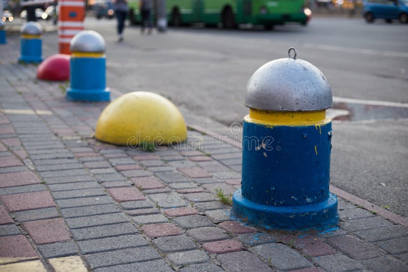 Anti Parking Concrete Stone in the City Stock Image - Image of street ...