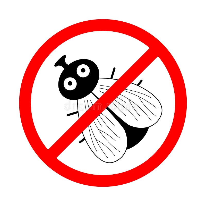 Anti Pest Sign with a Funny Cartoon Fly. Stock Illustration ...
