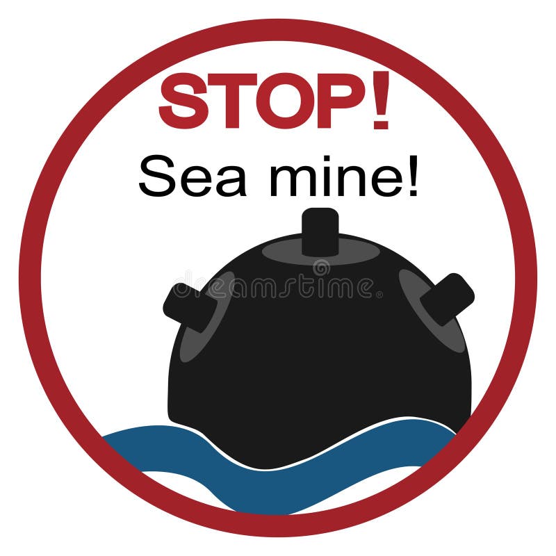Anti-ship Mine in the Sea. Danger Sign. War Stock Illustration ...