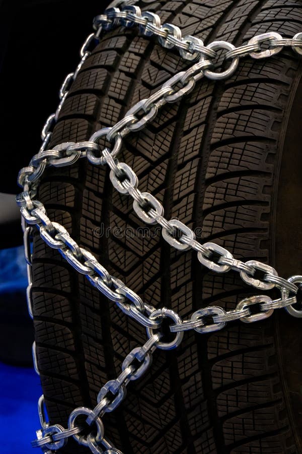 Traction Chains on the Big Wheel of a Forest Log Truck Stock Photo ...