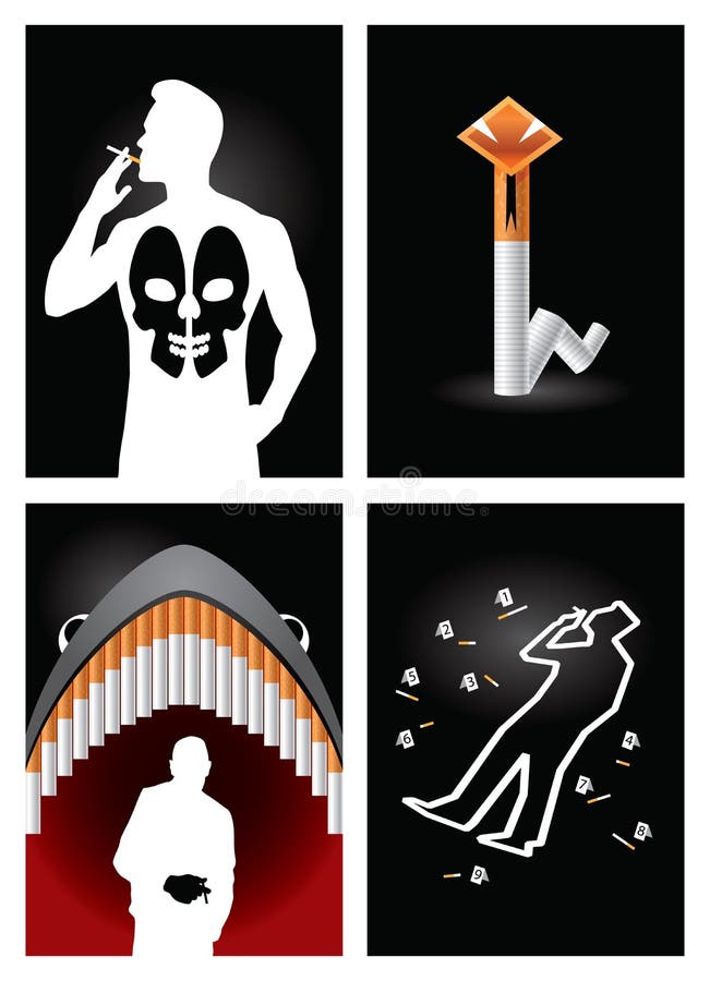 Anti-smoking posters stock vector. Illustration of danger - 56519520