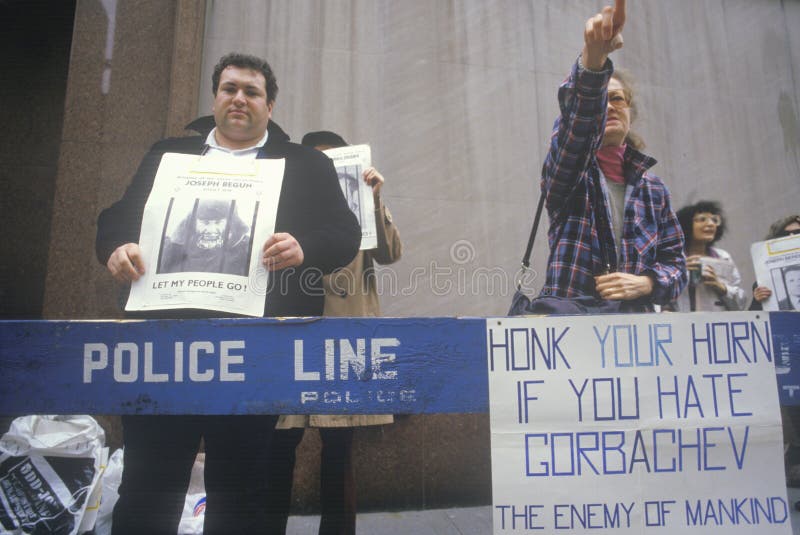 Anti-Soviet Activists Protesting Against Gorbachev, New York City, New ...