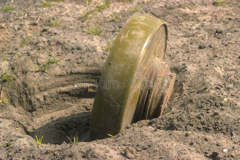 Anti-tank mine installing stock image. Image of metal - 97859877