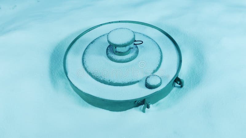 Anti-Tank Mine in the Snow stock video. Video of floor - 275206559