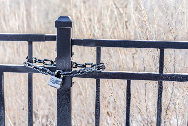 Anti Theft chained fence stock photo. Image of guard - 68509852
