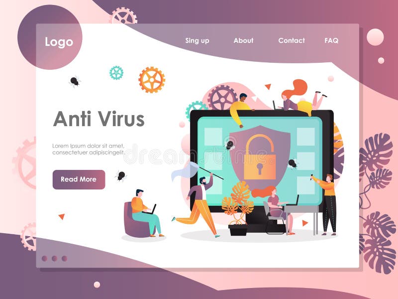 Anti Virus Vector Website Landing Page Design Template Stock Vector ...