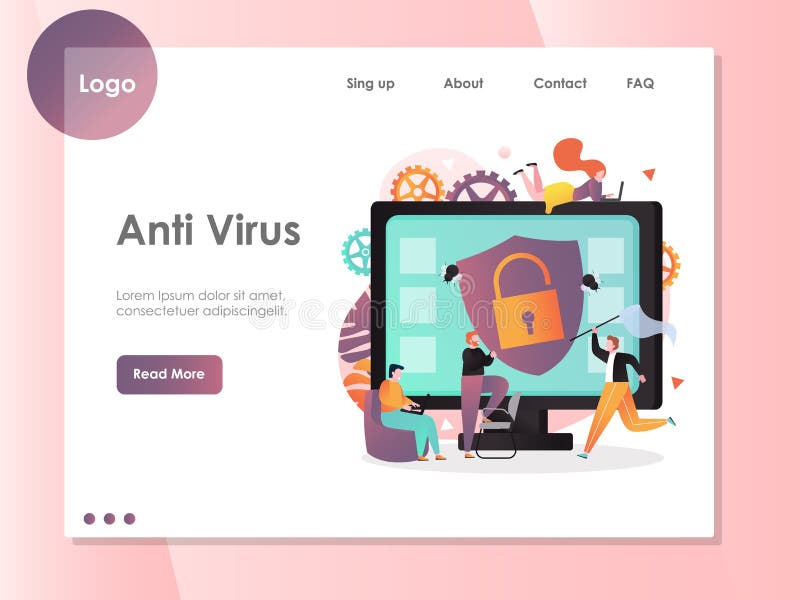 Anti Virus Vector Website Landing Page Design Template Stock Vector ...