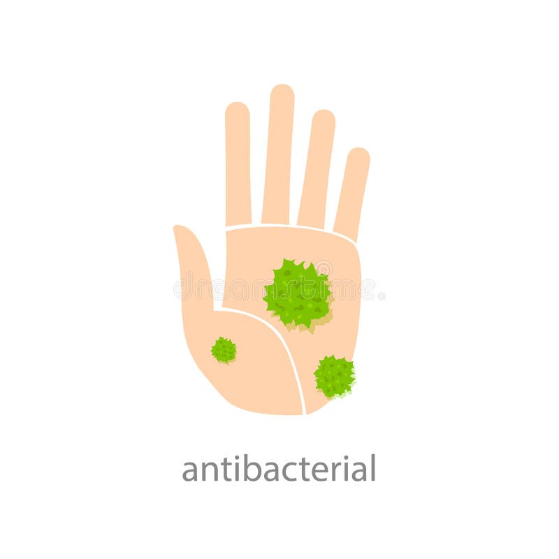 Antibacterial Sign with Green Bacteria Stock Vector - Illustration of ...