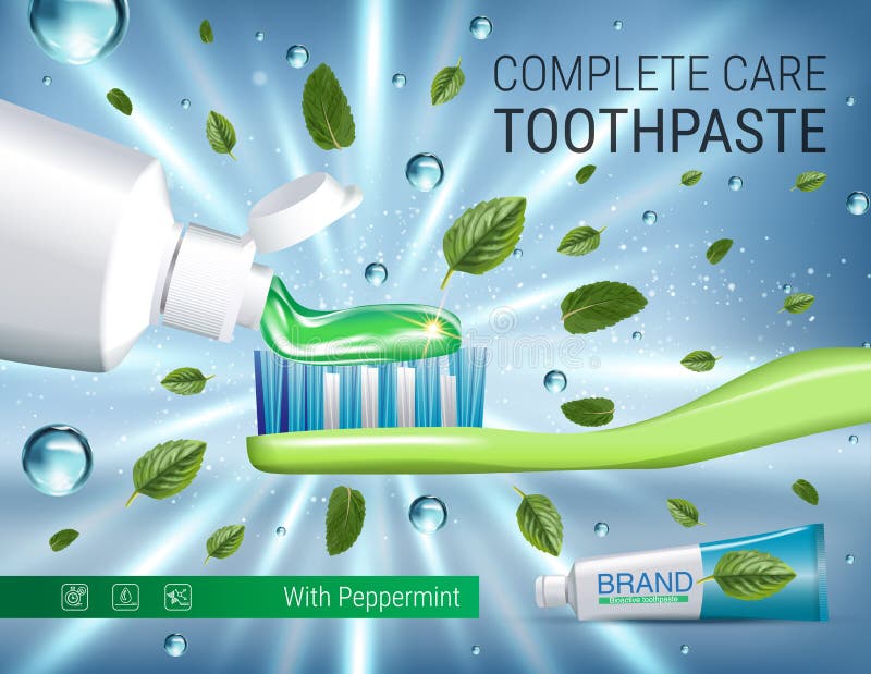 Antibacterial Toothpaste Ads. Vector 3d Illustration with Toothpaste ...
