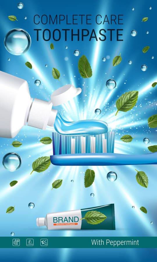 Antibacterial Toothpaste Ads. Vector 3d Illustration with Toothpaste ...