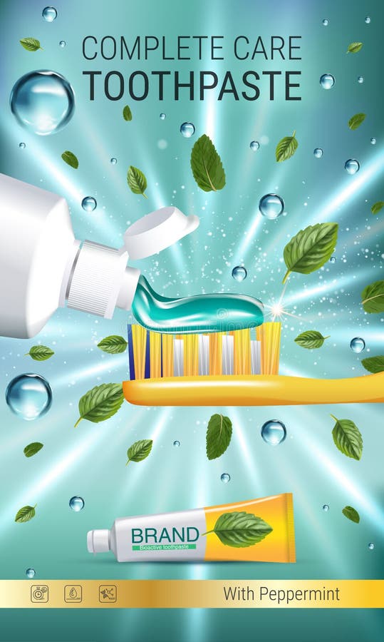 Antibacterial Toothpaste Ads. Vector 3d Illustration with Toothpaste ...