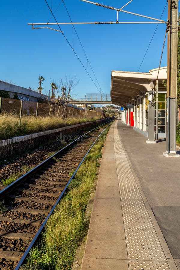Antibes, France - February 5 2020 - Empty Train Platform Editorial ...