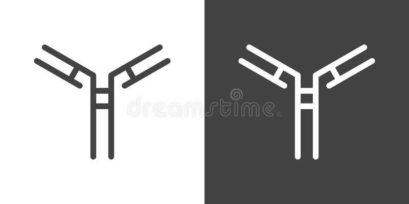 Antibody Icon Flat Vector Set Outline Stock Vector - Illustration of ...