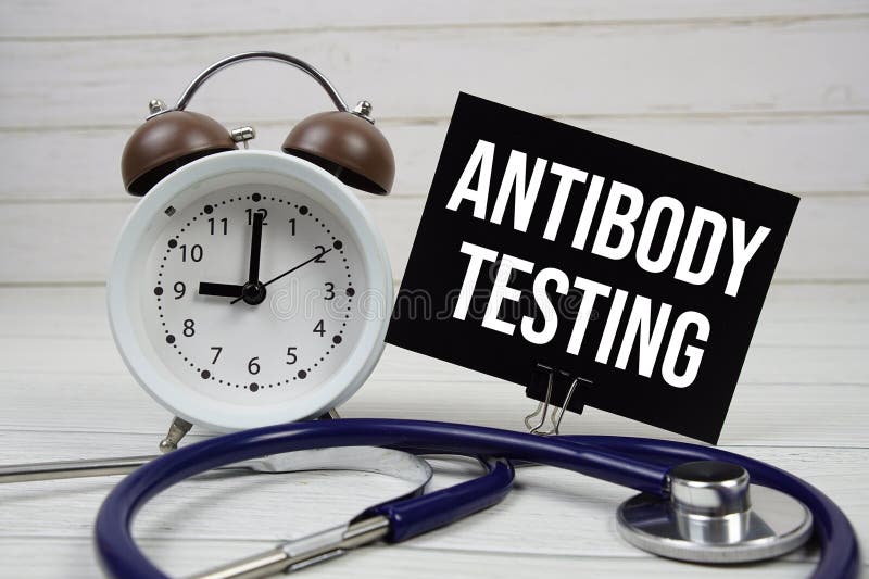Antibody Testing Text Message on Paper Card with Stethoscope and Alarm ...