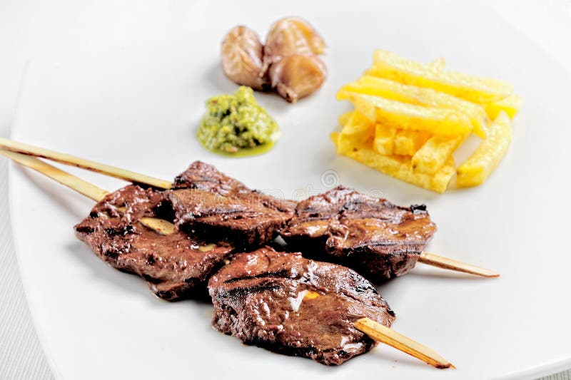Anticuchos, Peruvian Cuisine, Grilled Skewered Beef Heart Meat with ...