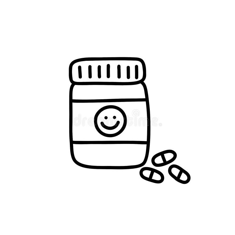 Antidepressants Doodle Icon, Vector Color Line Illustration Stock ...