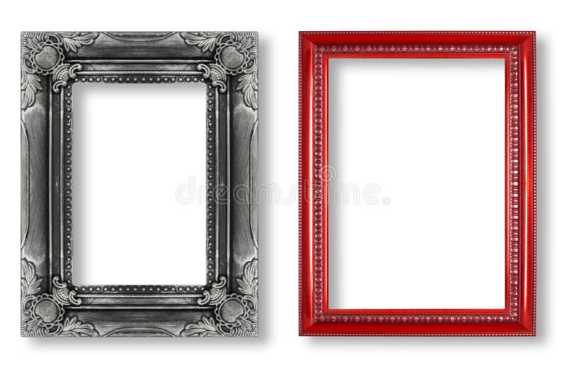 Antiek Kader En Rood Kader Op Witte Achtergrond Stock Afbeelding ...