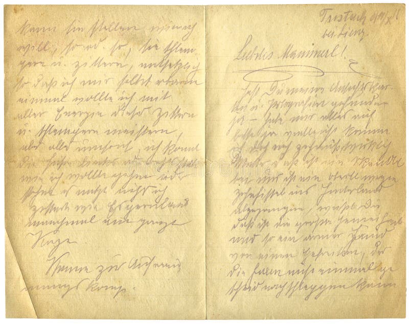 Schrijven Op Een Oude Brief Stock Foto - Image of manuscript, gescheurd ...