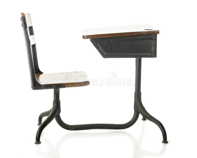 Oude Uitstekende Schoolbank En Stoel Stock Afbeelding - Image of ...