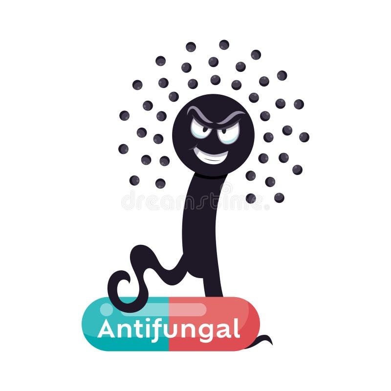 Antifungal Resistant Fungi Cartoon Character Graphic Illustration Stock ...