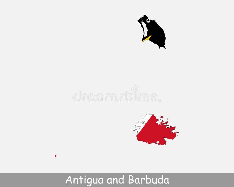 Antigua and Barbuda Map Flag. Map of Antigua and Barbuda with the ...