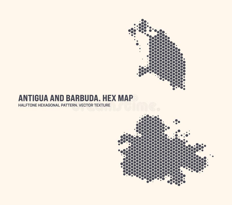 Antigua and Barbuda Map Vector Hexagonal Halftone Pattern on Light ...