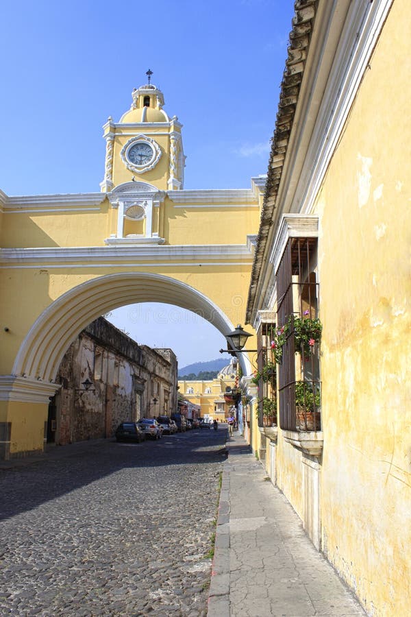 Guatemala, Colonial House in Antigua City Stock Image - Image of view ...