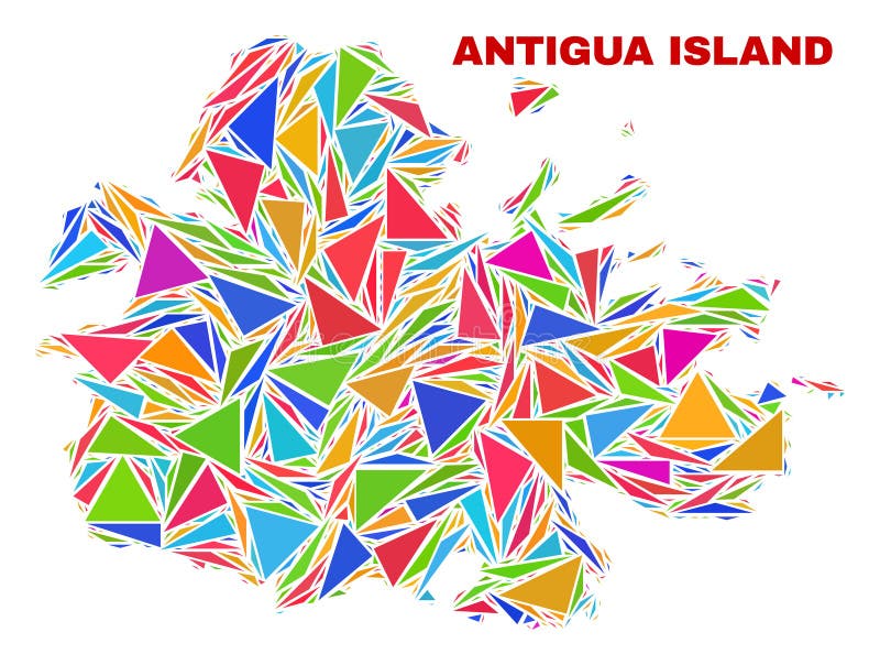 Antigua Island Map - Mosaic of Color Triangles Stock Vector ...