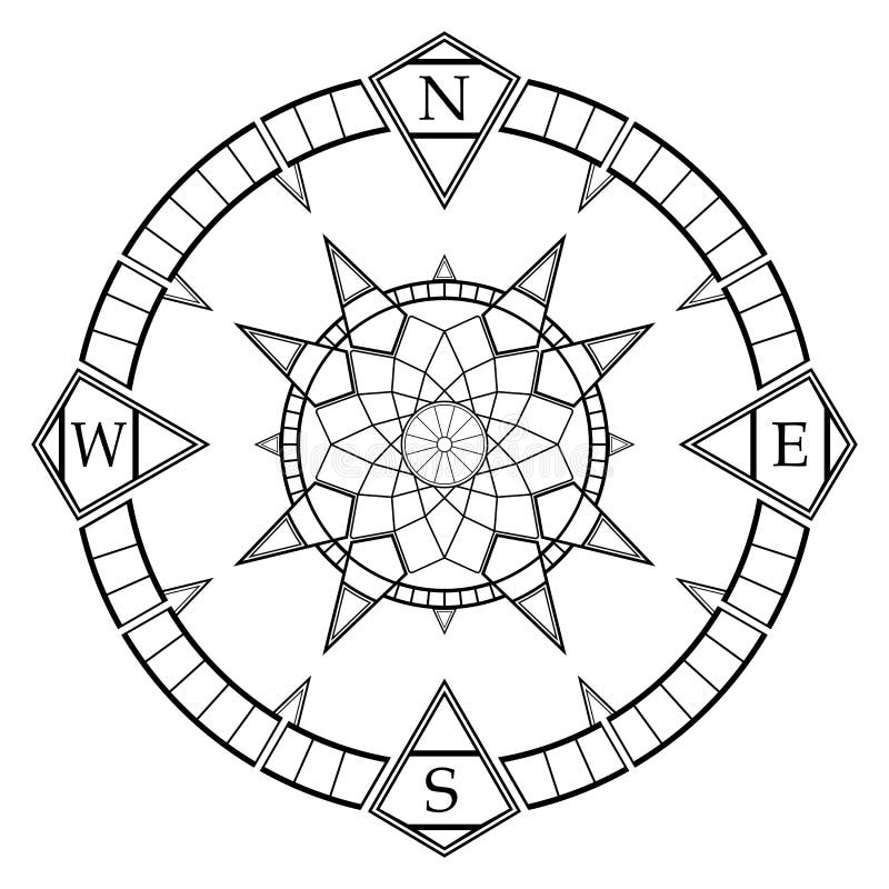 Compass Rose Vector with All Detailed Wind Direction Description on an ...