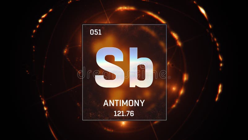 Antimony As Element 51of the Periodic Table 3D Illustration on Orange ...