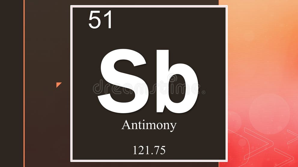 Antimony Chemical Element Symbol on Brown Red Solid and Gradient ...