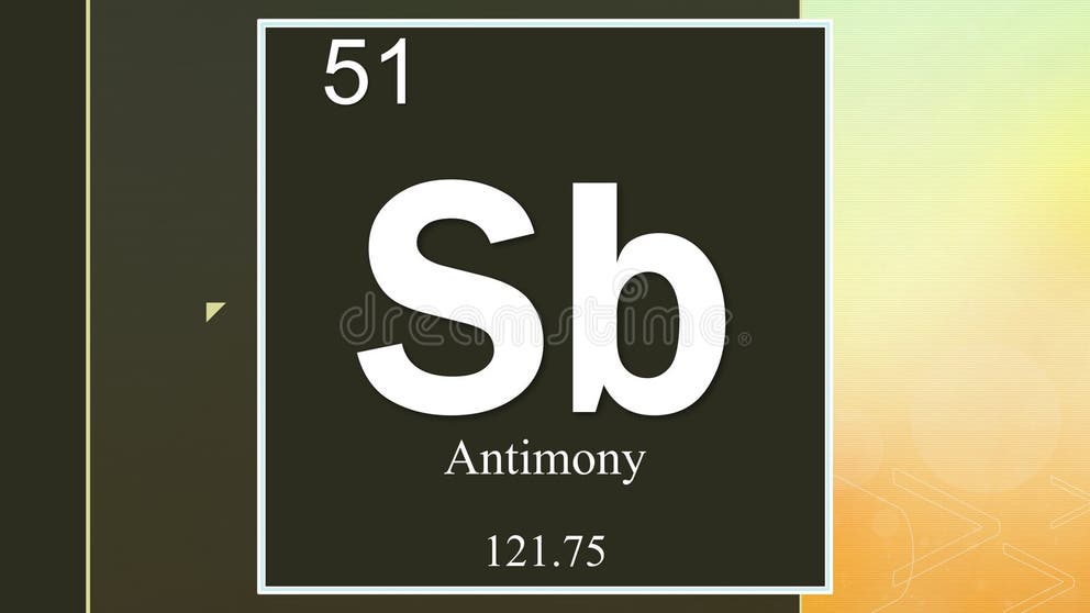 Antimony Chemical Element Symbol on Black Yellow Solid and Gradient ...