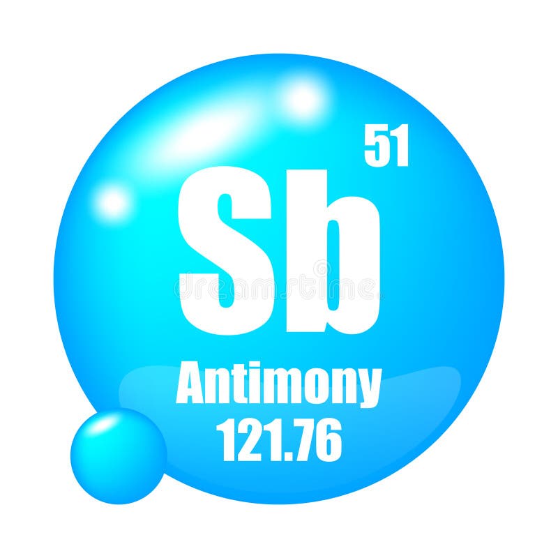 Antimony Icon. Sb Chemical Element. Atomic Number 51. Mass 121.76. Blue ...