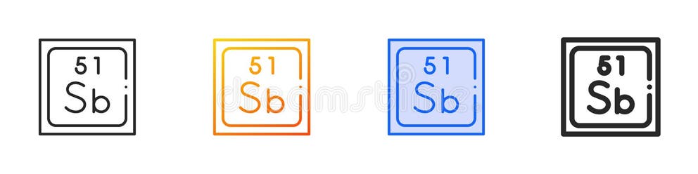 Antimony Icon.Thin Linear, Gradient, Blue Stroke and Bold Style Design ...