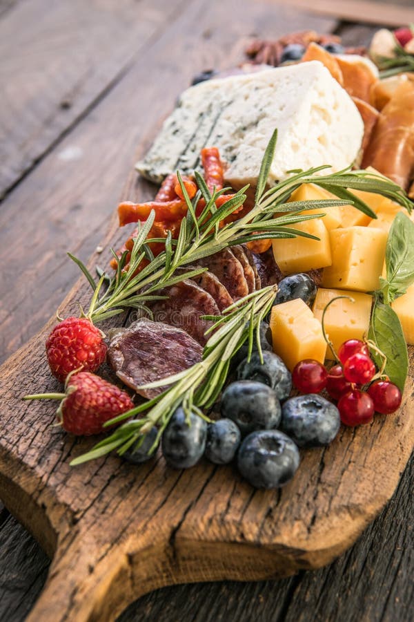 Antipasto Background. Different Italian Snacks with Fruit, Nut on a ...