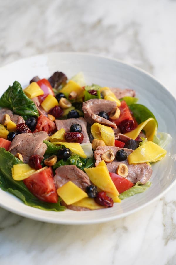 Antipasto Salad with Fresh Meat, Cheese and Vegetables Stock Image ...