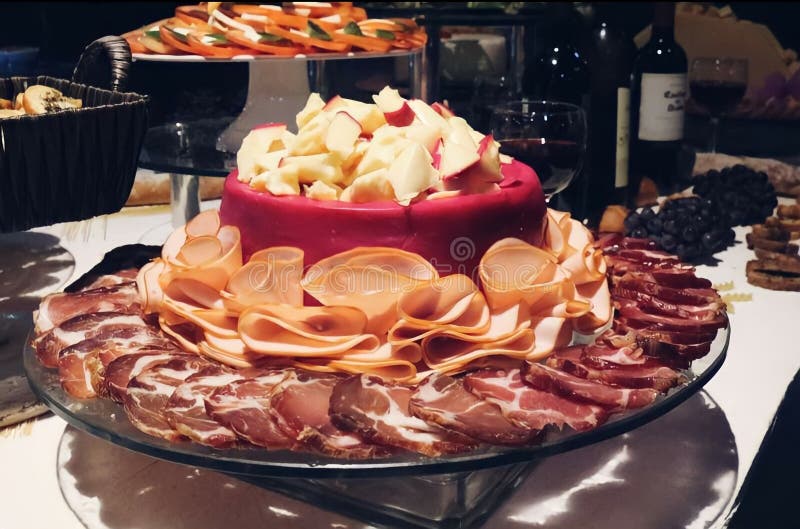 Antipasto Table, Cold Cuts Board. Decorated Appetizer Stock Photo ...