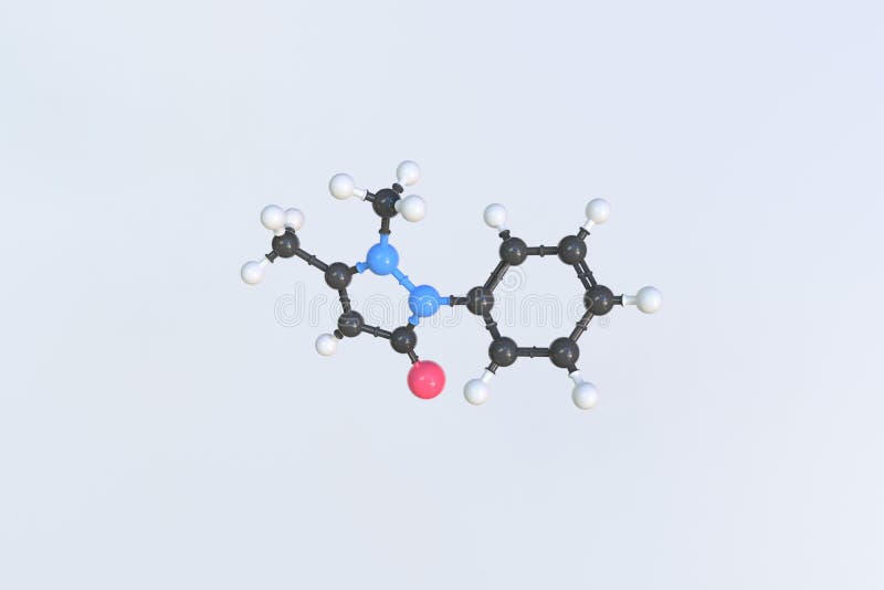 Antipyrine Molecule, Isolated Molecular Model. 3D Rendering Stock ...