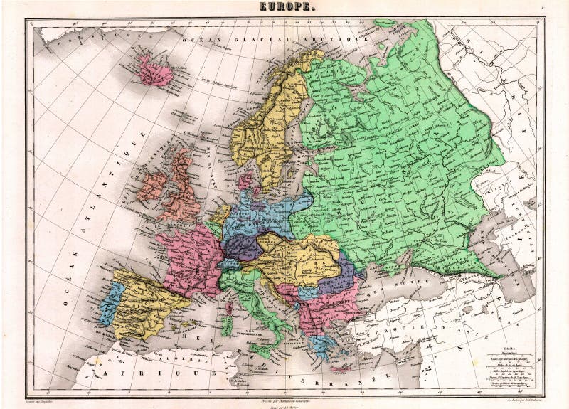 1870 Antique Map Of Europe - Map