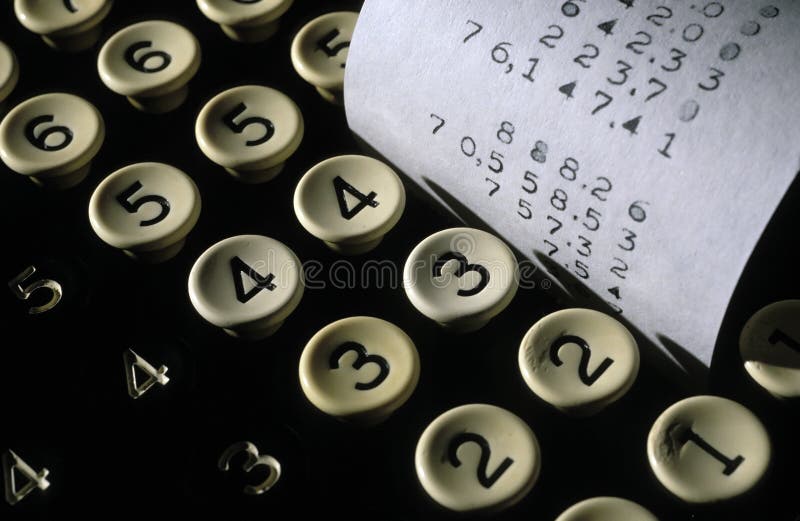 Antique Adding Machine Keys Close-up Stock Photo - Image of calculating ...