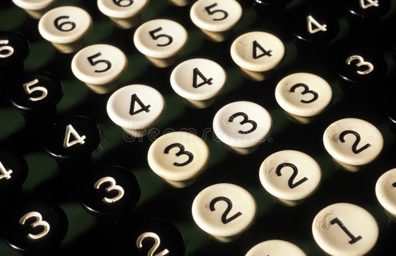 Antique Adding Machine Keys Close-up Stock Image - Image of mechanical ...