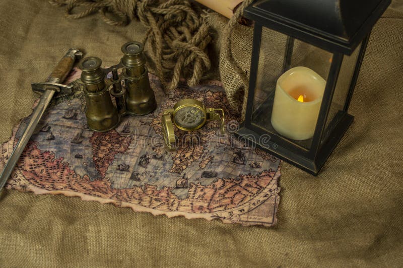Antique Adventure and Exploration Accessories Stock Photo - Image of ...