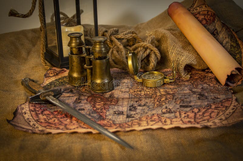 Antique Adventure and Exploration Accessories Stock Photo - Image of ...
