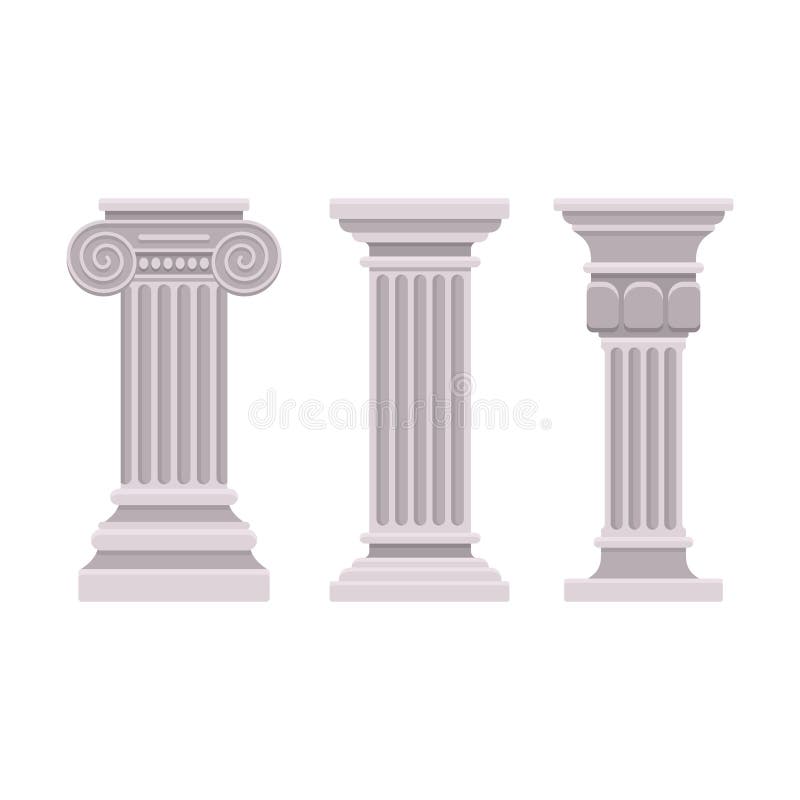Antique Ancient Classic Stone Columns on White Background. Vector Stock ...