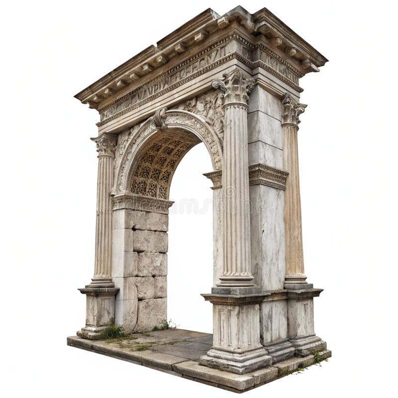 Antique Arch Column Isolated on White Background Stock Illustration ...