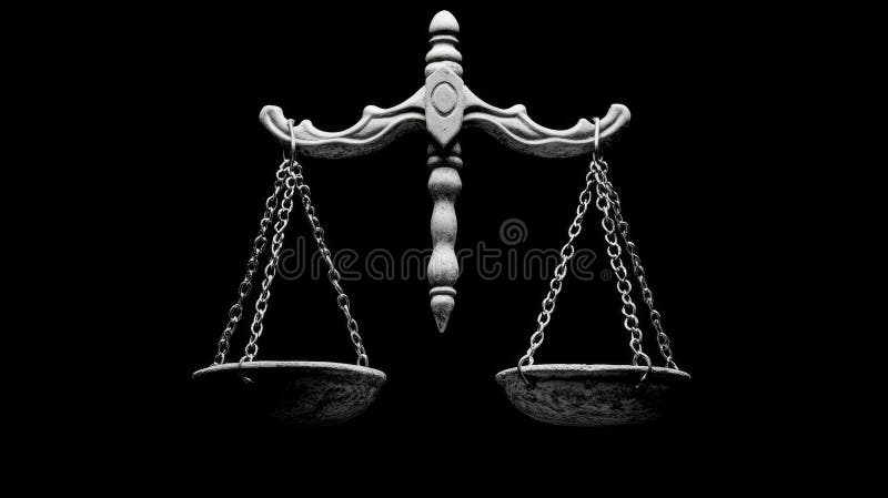 Antique Balance Scale on Black Background Symbolizing Justice and ...