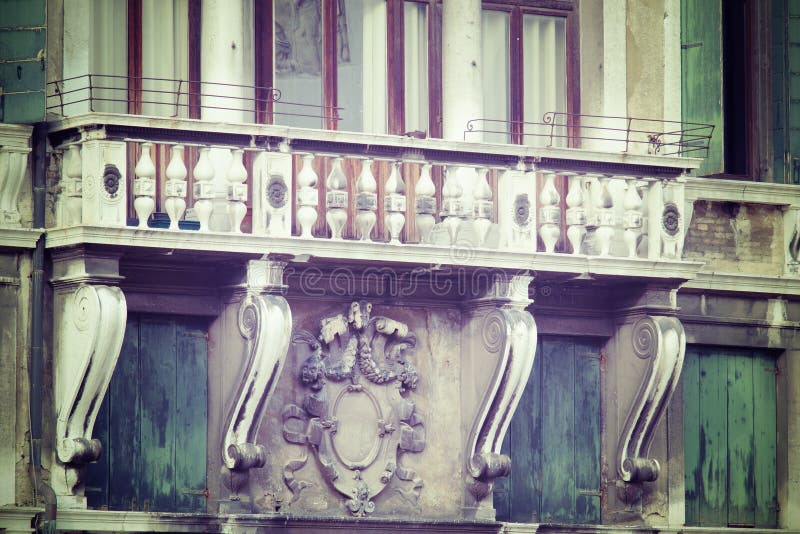 Antique balcony in Venice stock image. Image of fixtures - 54075539